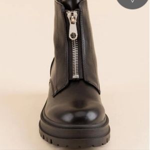 Indigo | Shoes | Womens Black Boots With Silver Zipper Doc Martin Look ...